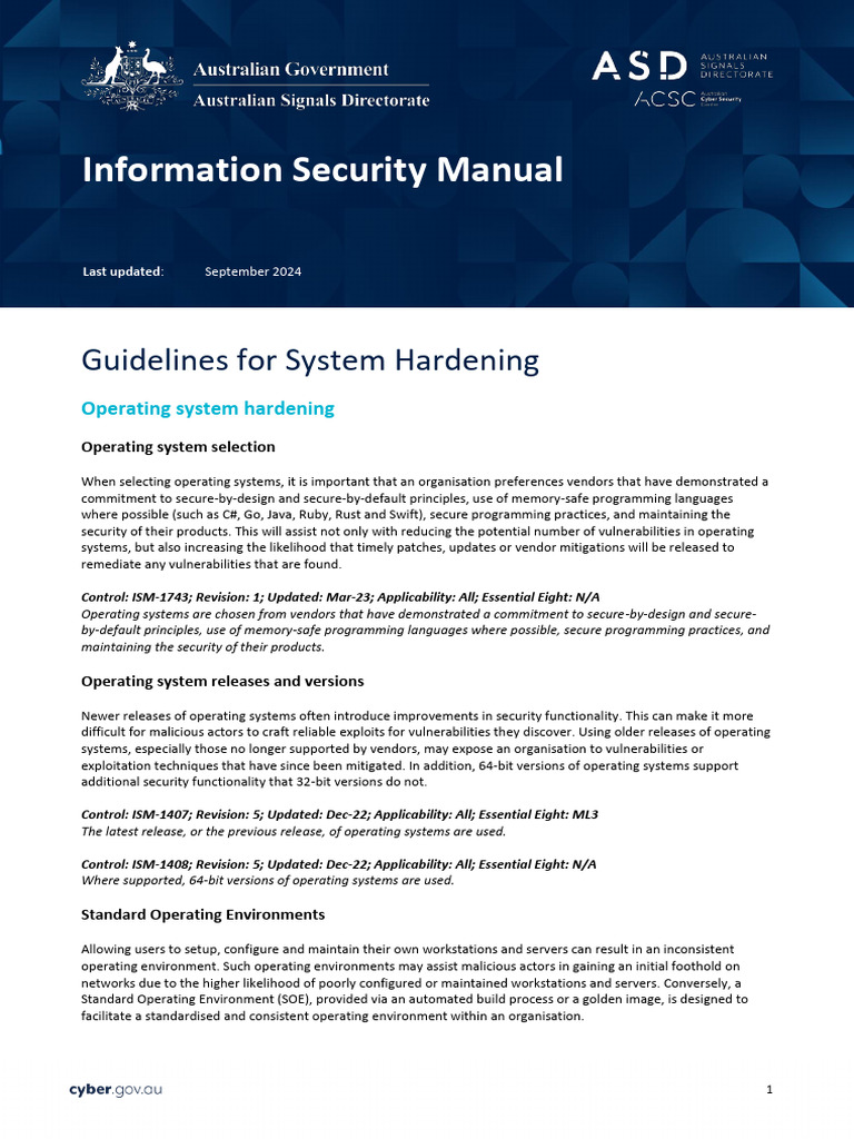 ISM - Guidelines For System Hardening (September 2024) | PDF | Active Directory | Security