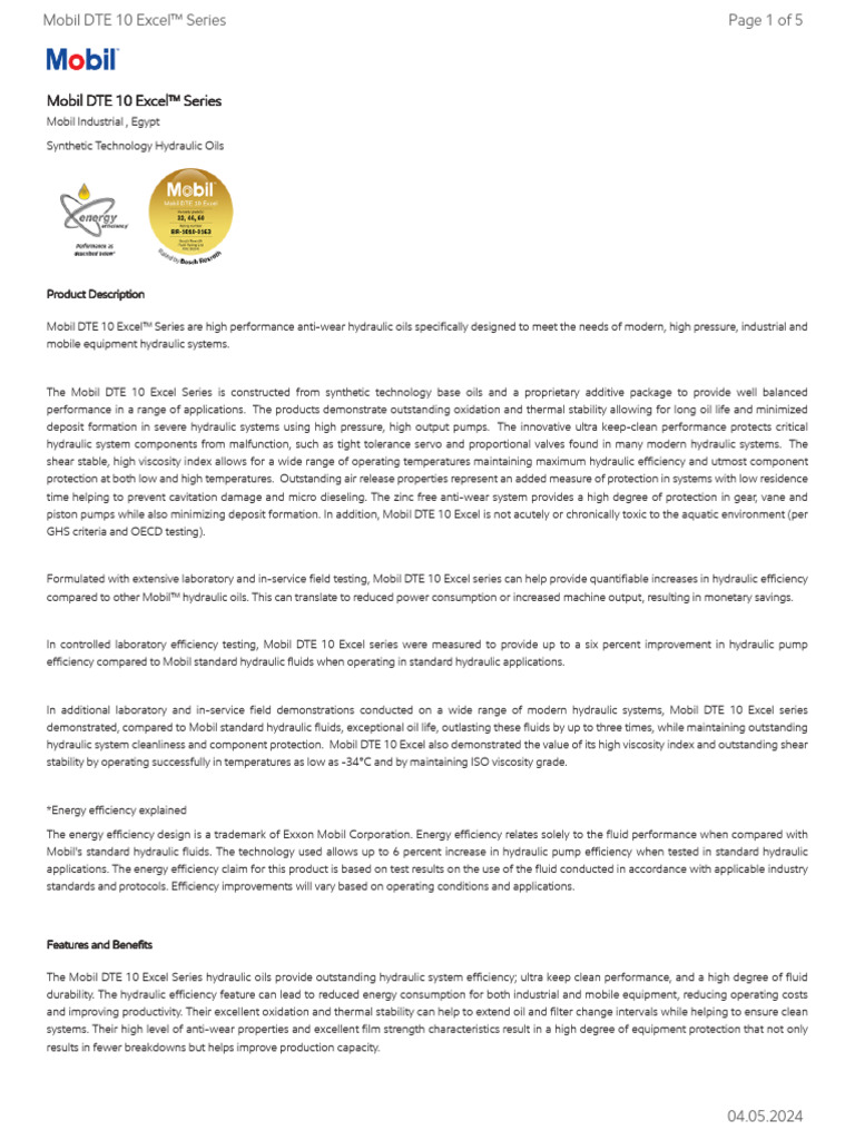 GL XX Mobil DTE 10 Excel Series | PDF