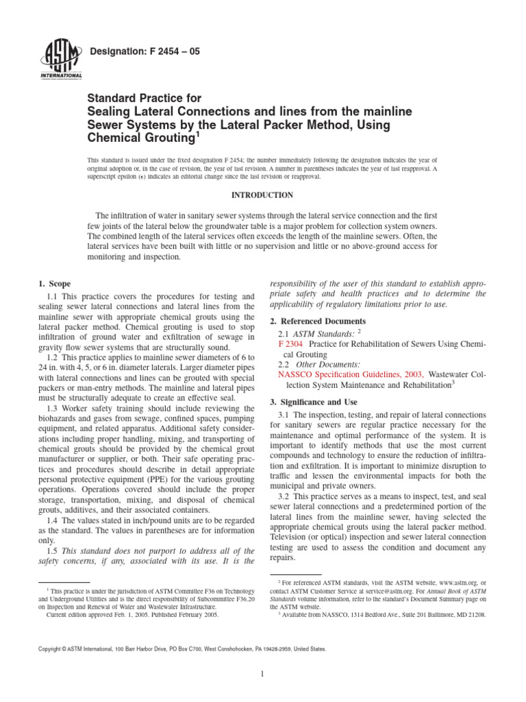 Sealing Lateral Connections and Lines From The Mainline Sewer Systems ...