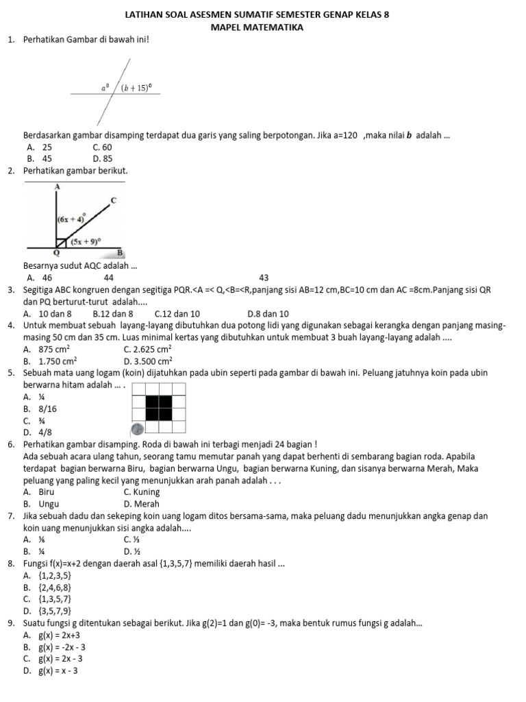 Latihan Asp Kelas 8 Matematika - 015935 | PDF