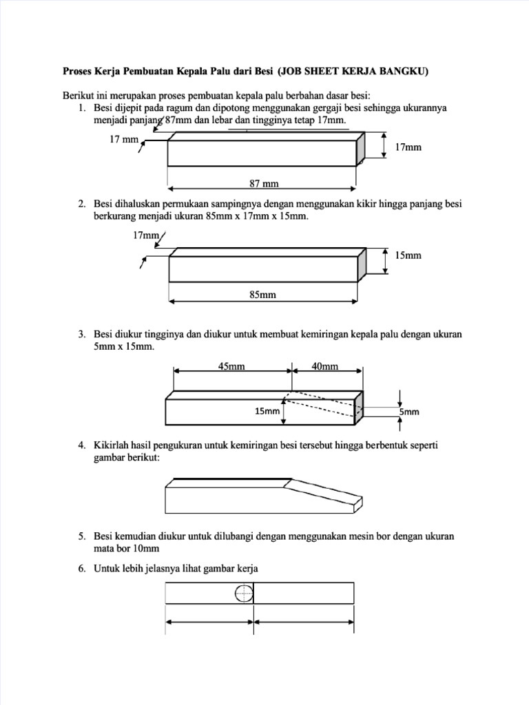 JOB SHEET KERJA BANGKU KEPALA PALU | PDF