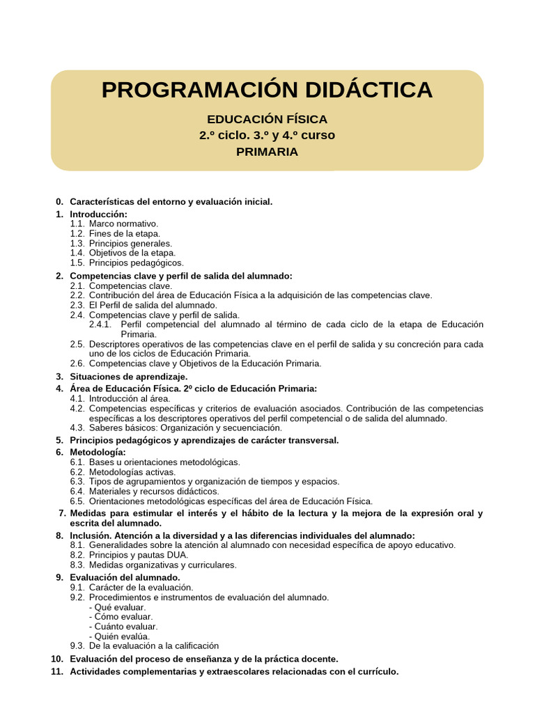 Programación EF 2º ciclo | PDF