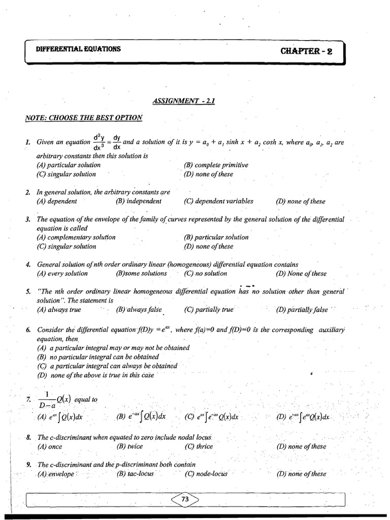 Ode Chapter 2 Questions and Solutions | PDF