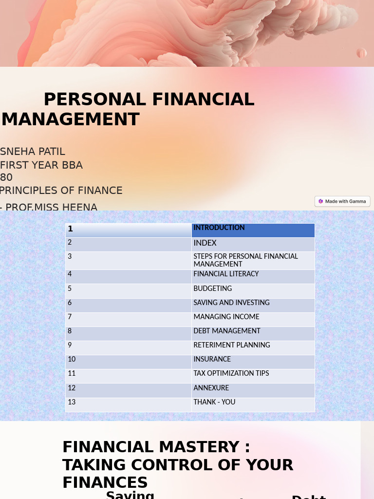 Personal Financial Management Guide | PDF | Debt | Finance & Money ...