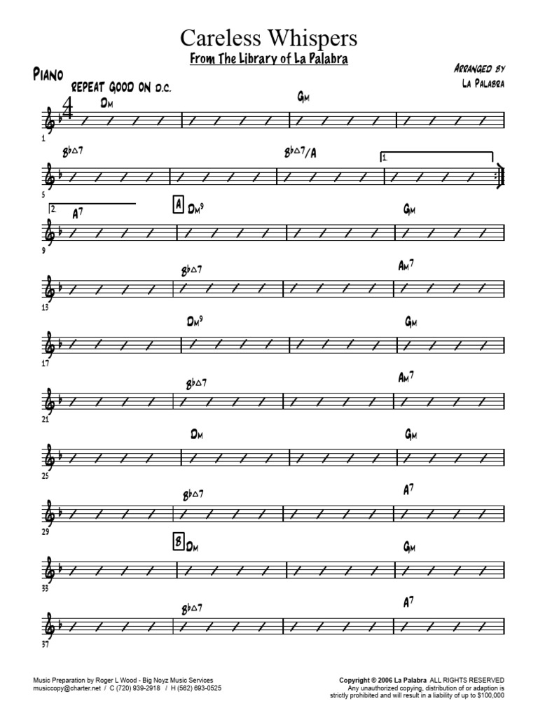 Careless Whispers PIANO | PDF