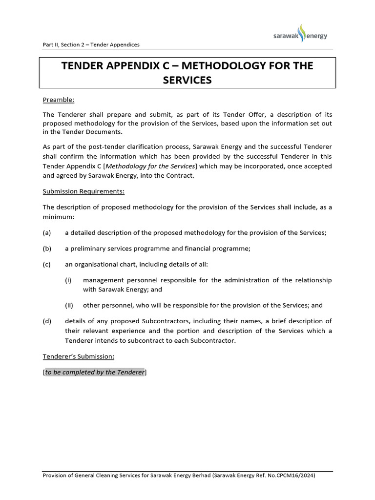 Tender Appendix C - Methodology For The Services | PDF