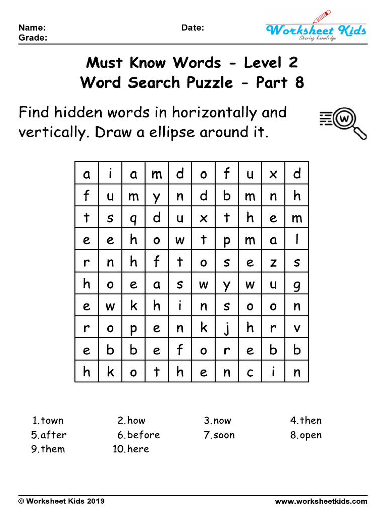 100 Words Word Search Grade 2 - Part8 - 1 | PDF