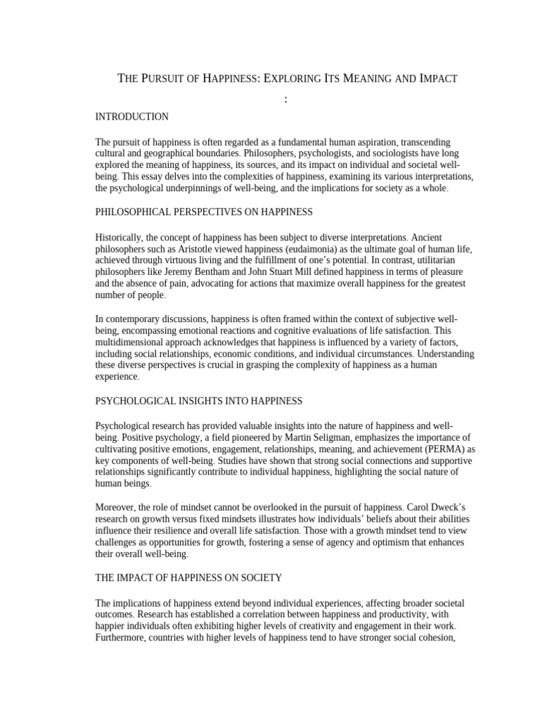 The Pursuit of Happiness | PDF