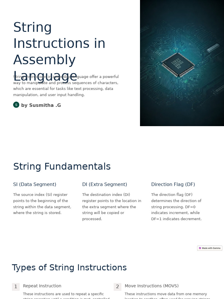 String Instructions in Assembly Language | PDF