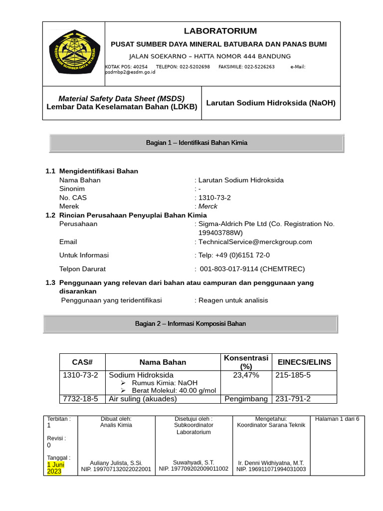 MSDS NaOH-Lab | PDF