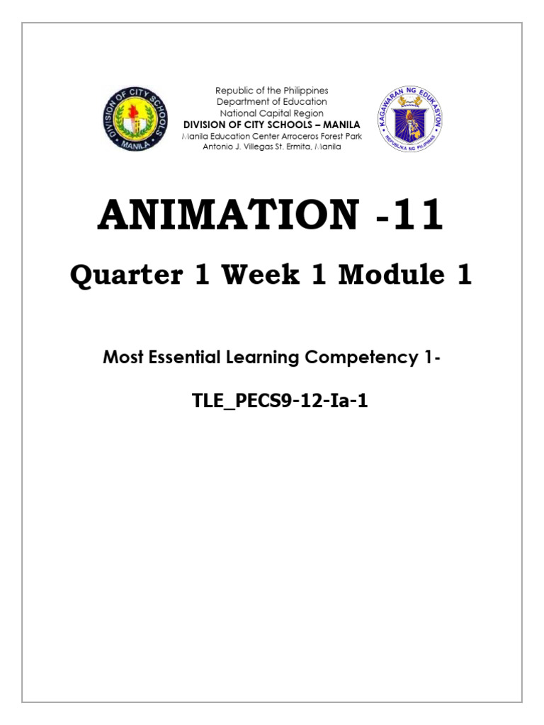 ICT-ANIMATION-TVE 11 - Q1 - W1 - Mod1 | PDF