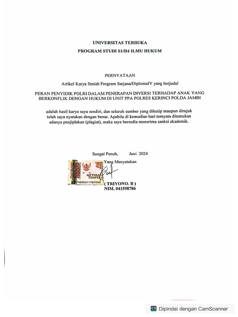 Lembar Plagiat Bripka Triyono.B | PDF