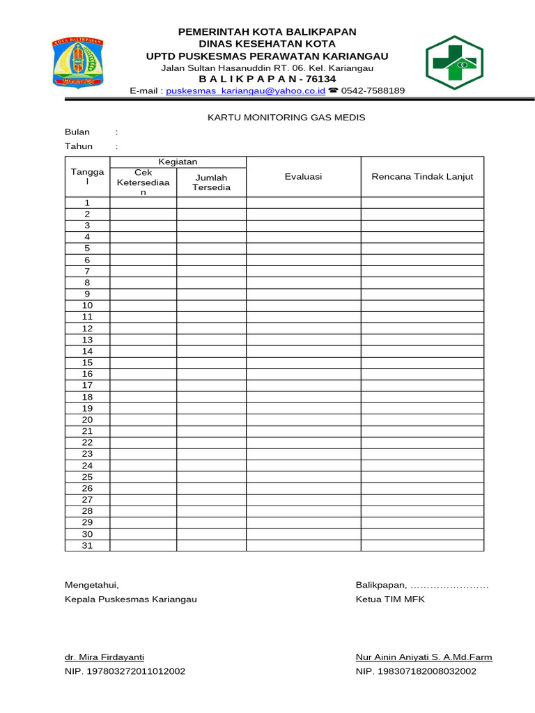 Form Monitoring Gas Medis | PDF