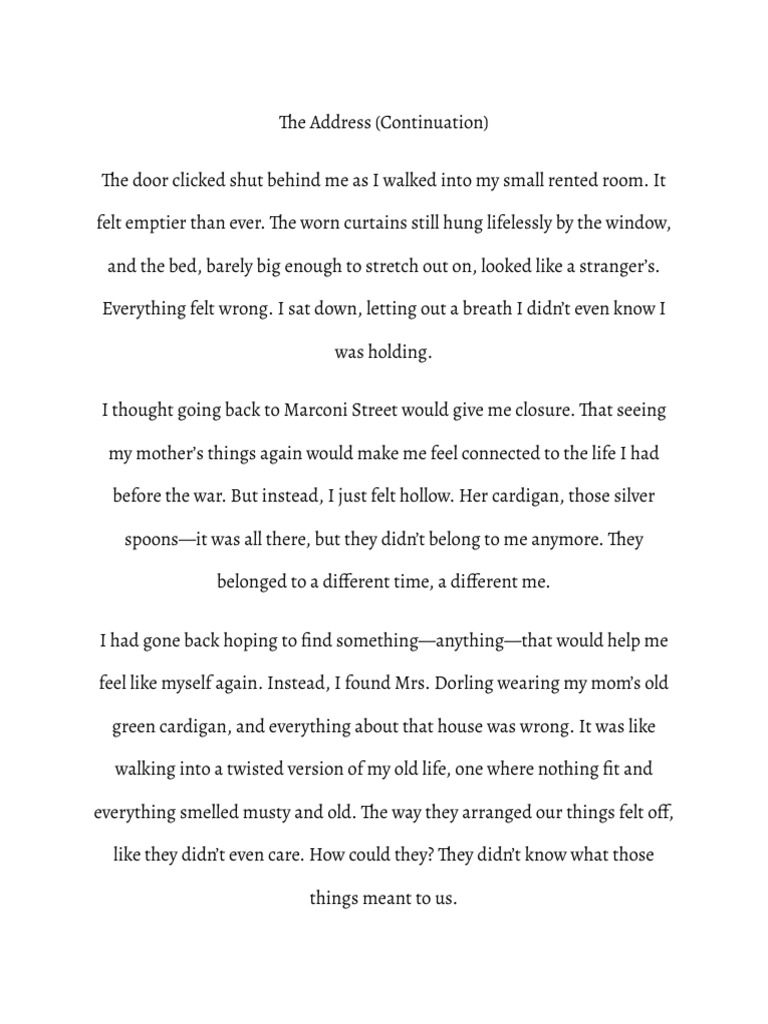 Story Continuation: The Address | PDF