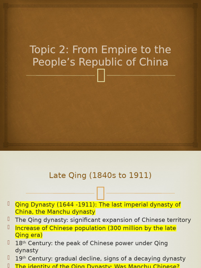 Topic 2 From Empire To The Peoples Republic 2024 | PDF