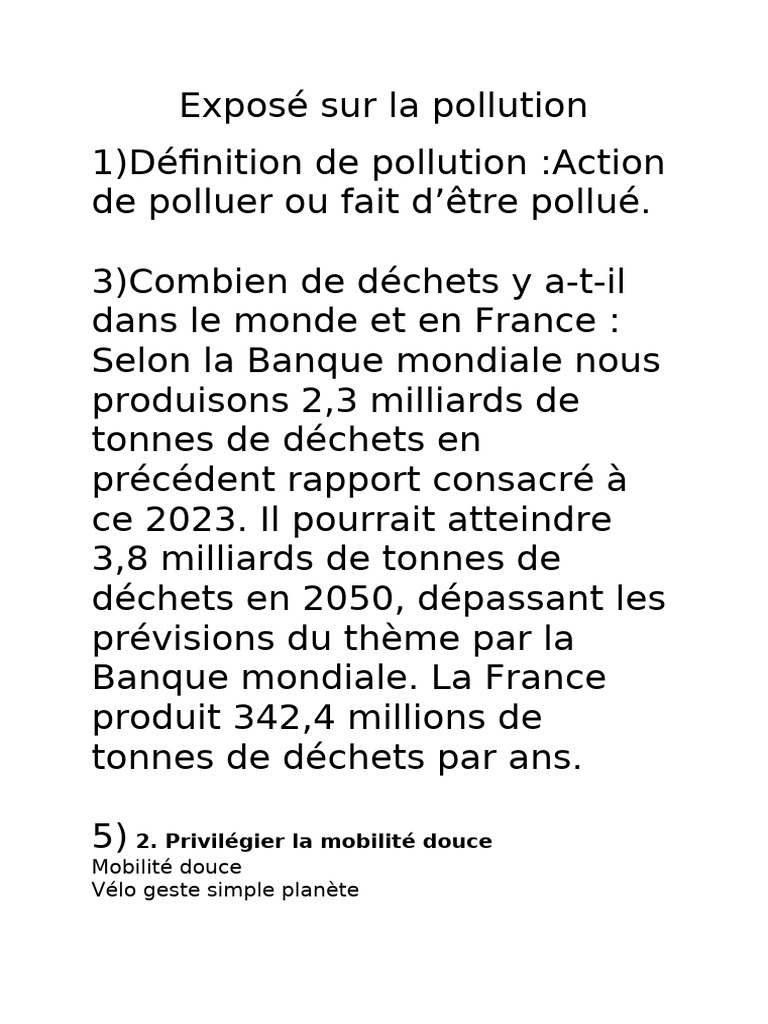 Exposé Sur La Pollution Version Officiel 2 | PDF