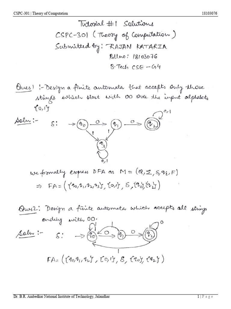 RajanKataria CSPC301 Tut1 | PDF