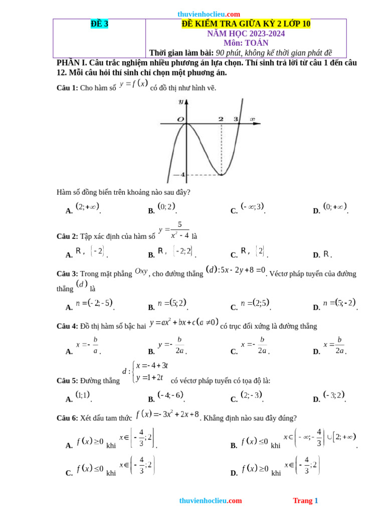 De Kiem Tra Giua HK2 Toan 10 KNTT de 3 Hay | PDF