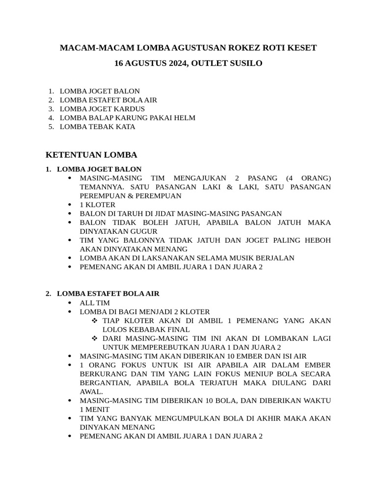 KETENTUAN LOMBA | PDF