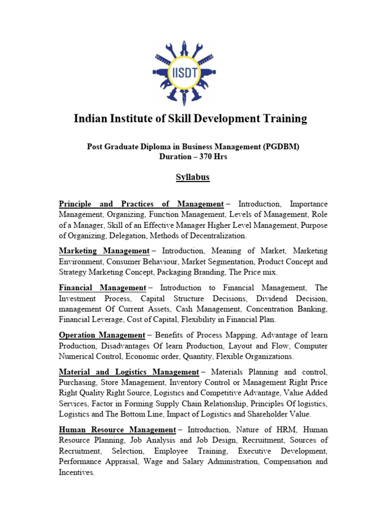 PGDBM Syllabus | PDF