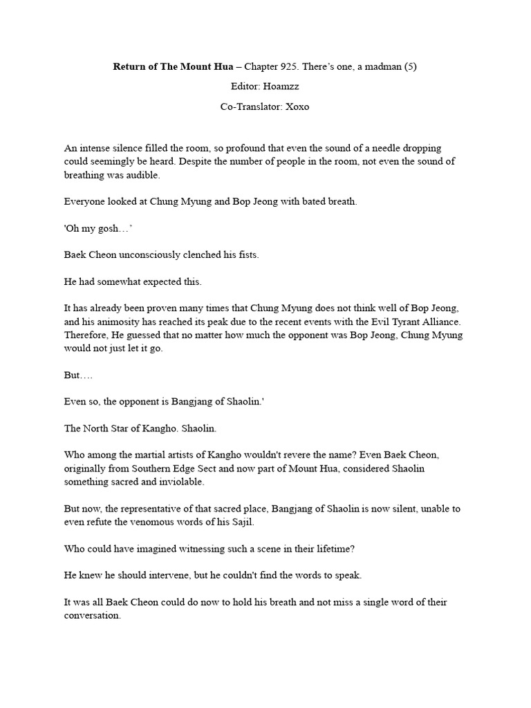 X - Return of The Mount Hua Episode 925 | PDF