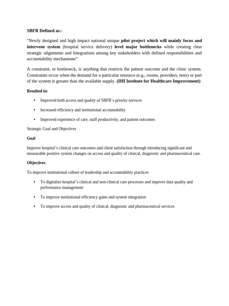 SBFR Training Proposal | PDF