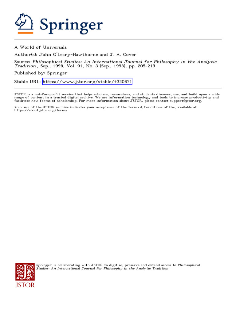 A World of Universals & Bundle Theory | PDF