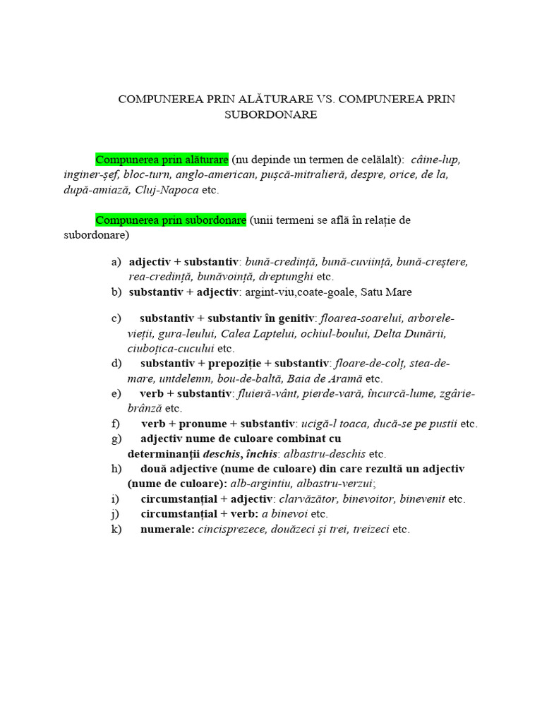 Compunerea Alaturare vs. Subordonare | PDF