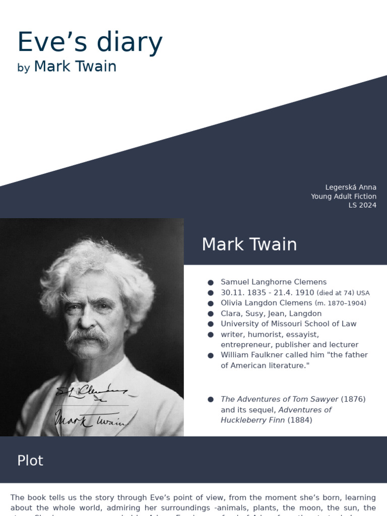 Eve's Diary by Mark Twain | PDF | Mark Twain