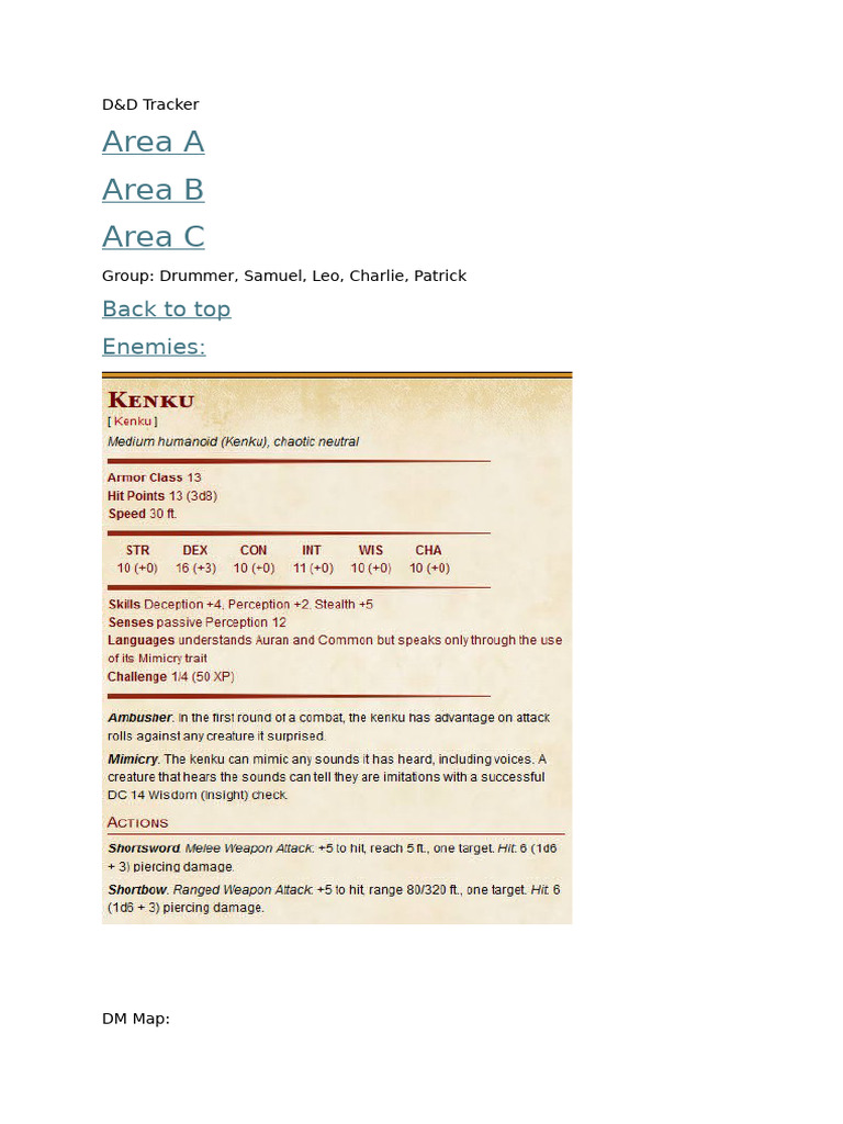 Dungeons and Dragons DM Tracker | PDF