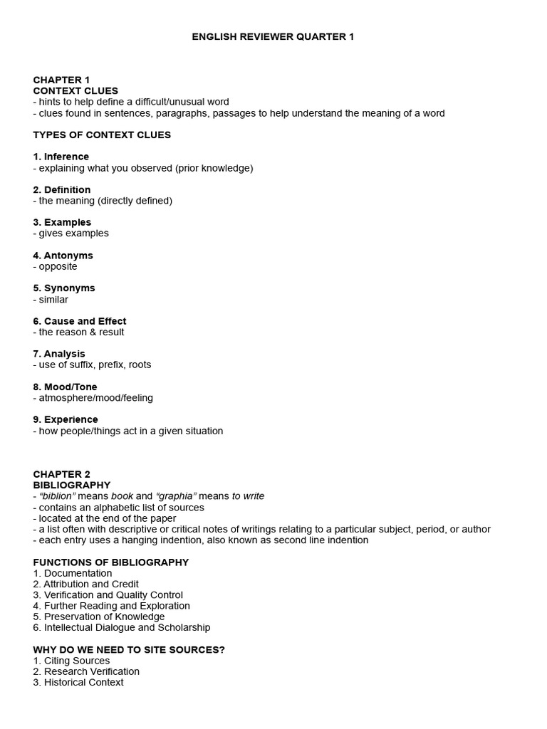 English Reviewer Quarter 1 | PDF