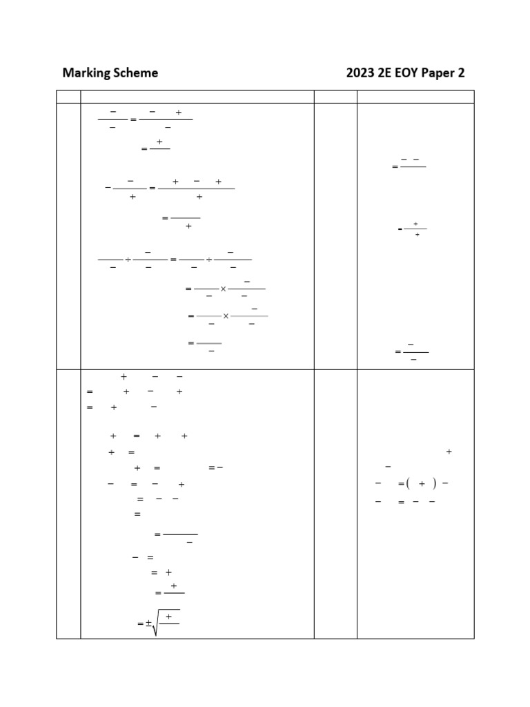 Marking Scheme - Eoy - p2 | PDF | Mathematics