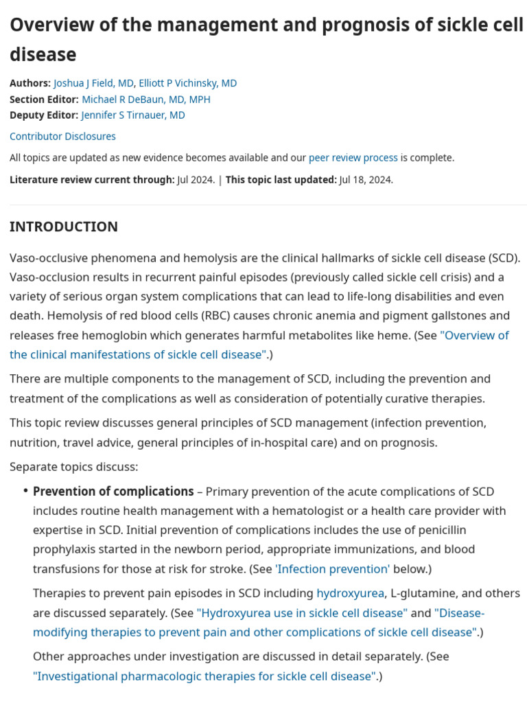 Managementof Sickle Cell D (SCD) | PDF | Stroke | Dietary Supplements