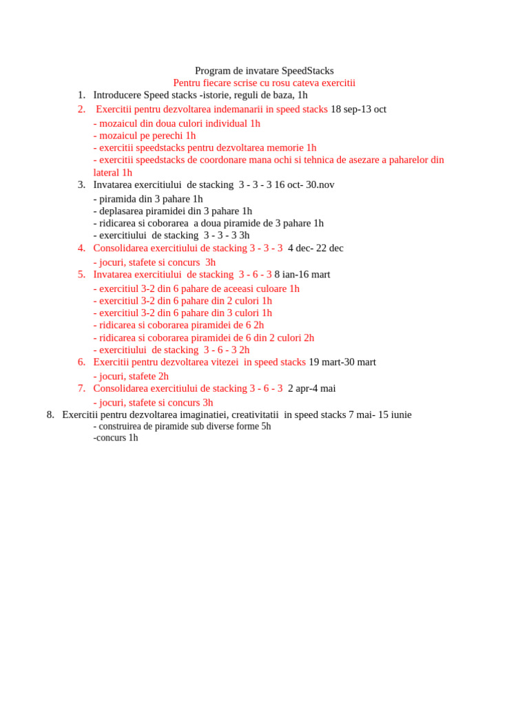 Program de Invatare SpeedStacks Initiere | PDF