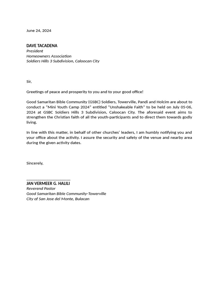 Letter For HOA and WAIVER | PDF