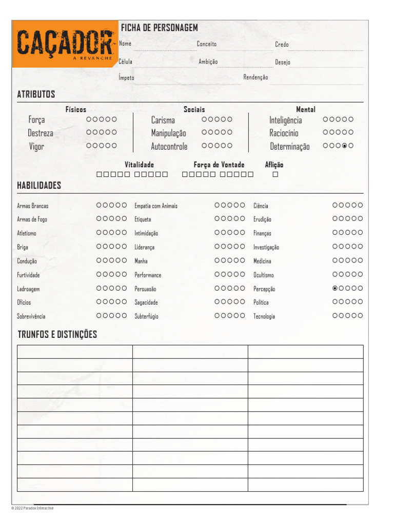Cacador - A Revanche - Ficha Editavel Ok | PDF