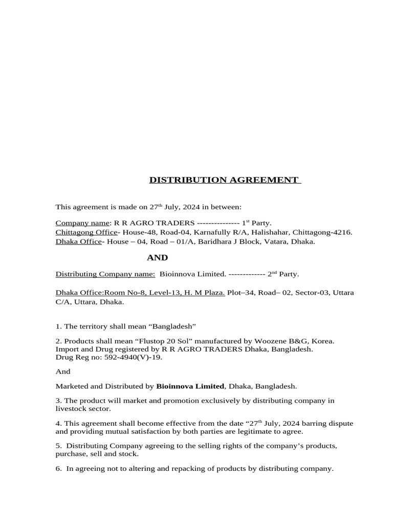 Distribution Agreement 02 | PDF