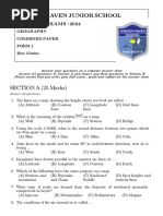 Geography - Geography Form 1 - Question Paper | PDF | Rock (Geology ...