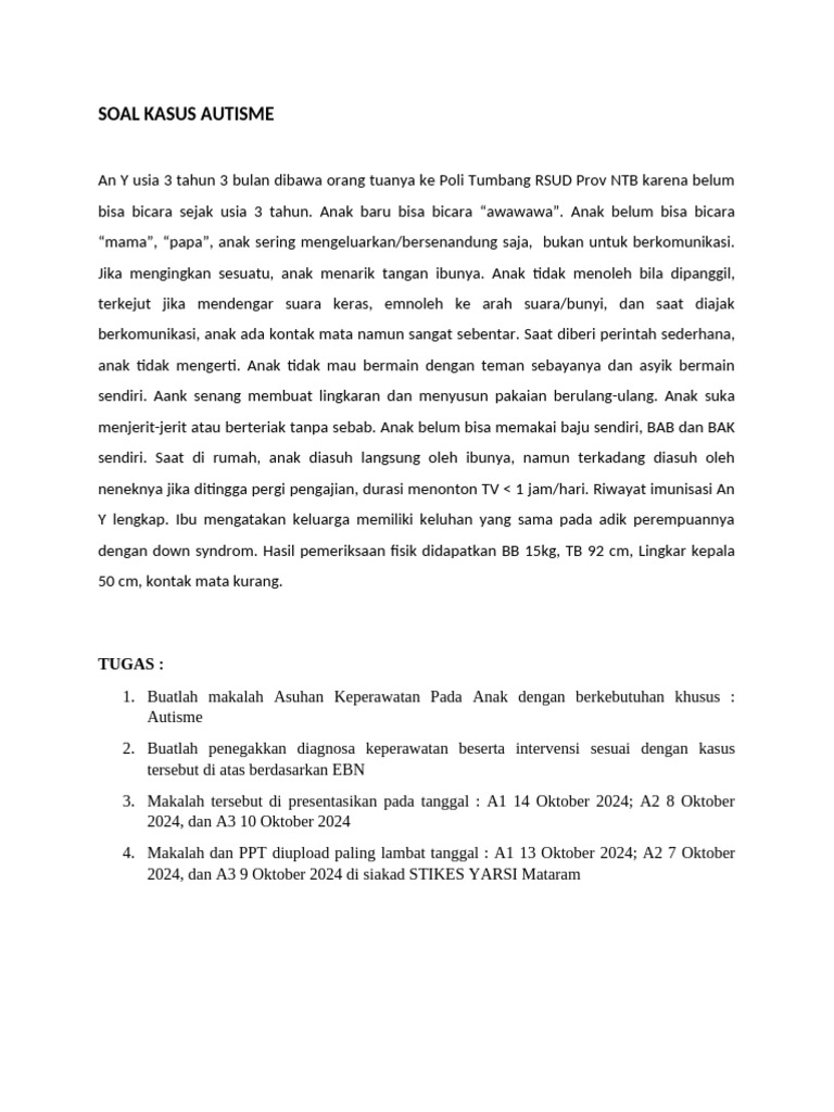 Soal Kasus Autisme Klp 6 | PDF