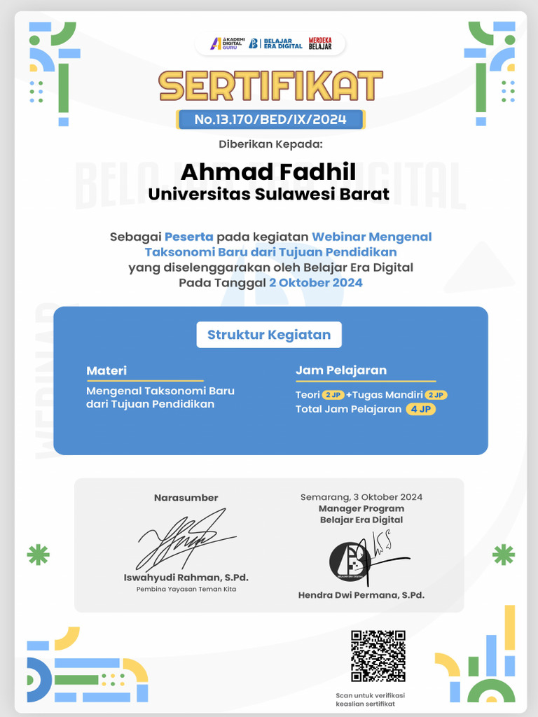 Sertifikat Ahmad Fadhil | PDF
