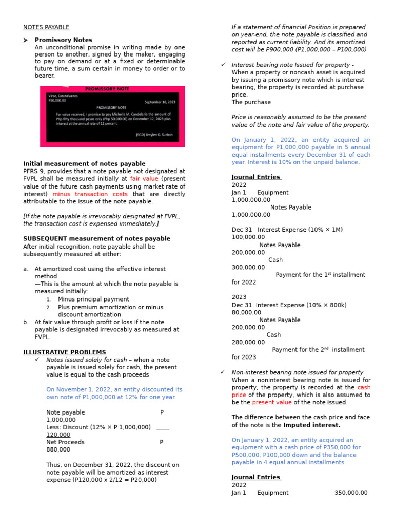 Understanding Notes Payable Accounting | PDF | Promissory Note | Fair Value