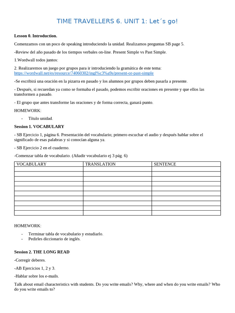 Time Travellers 6. UNIT 1. Let S Go! | PDF