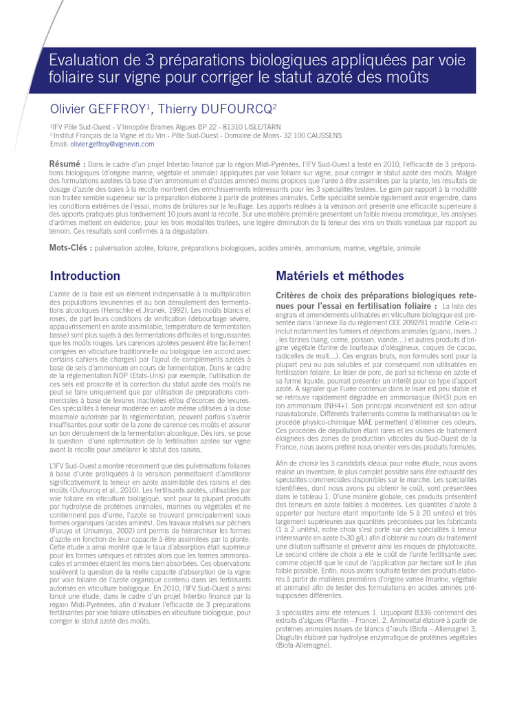 4 Preparation Foliaire Biologique Foliaire | PDF