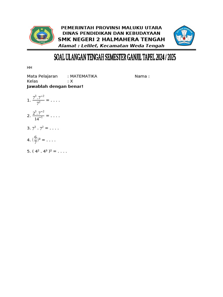 SOAL UTS 2425 | PDF