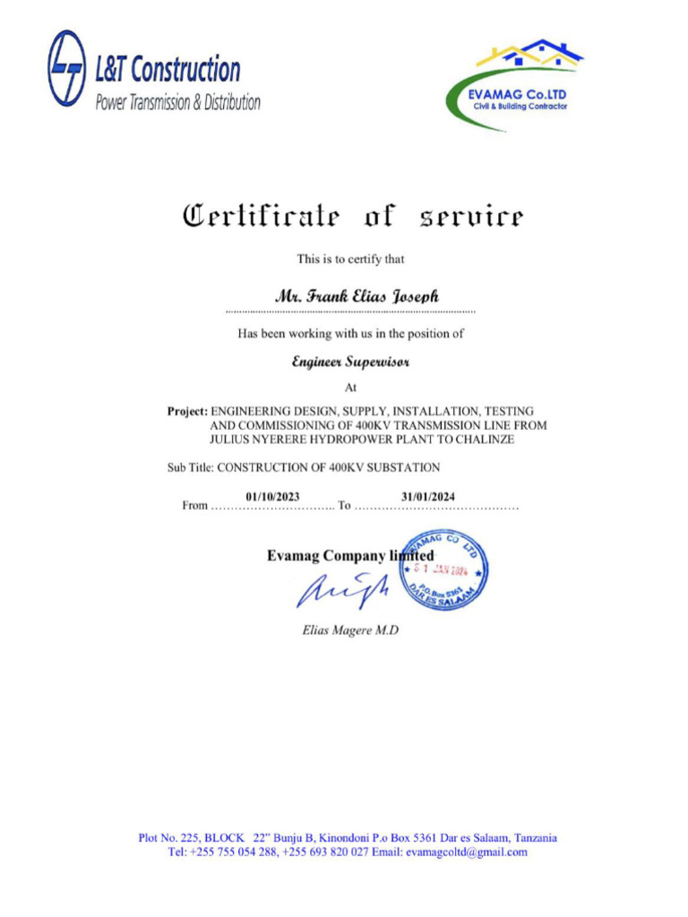 Certificates of Service & Education | PDF