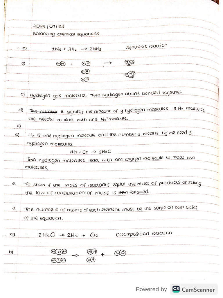Balancing chemical equation | PDF