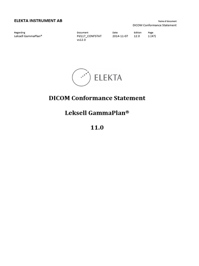 DICOM Conformance Statement LGP 11 0 | PDF