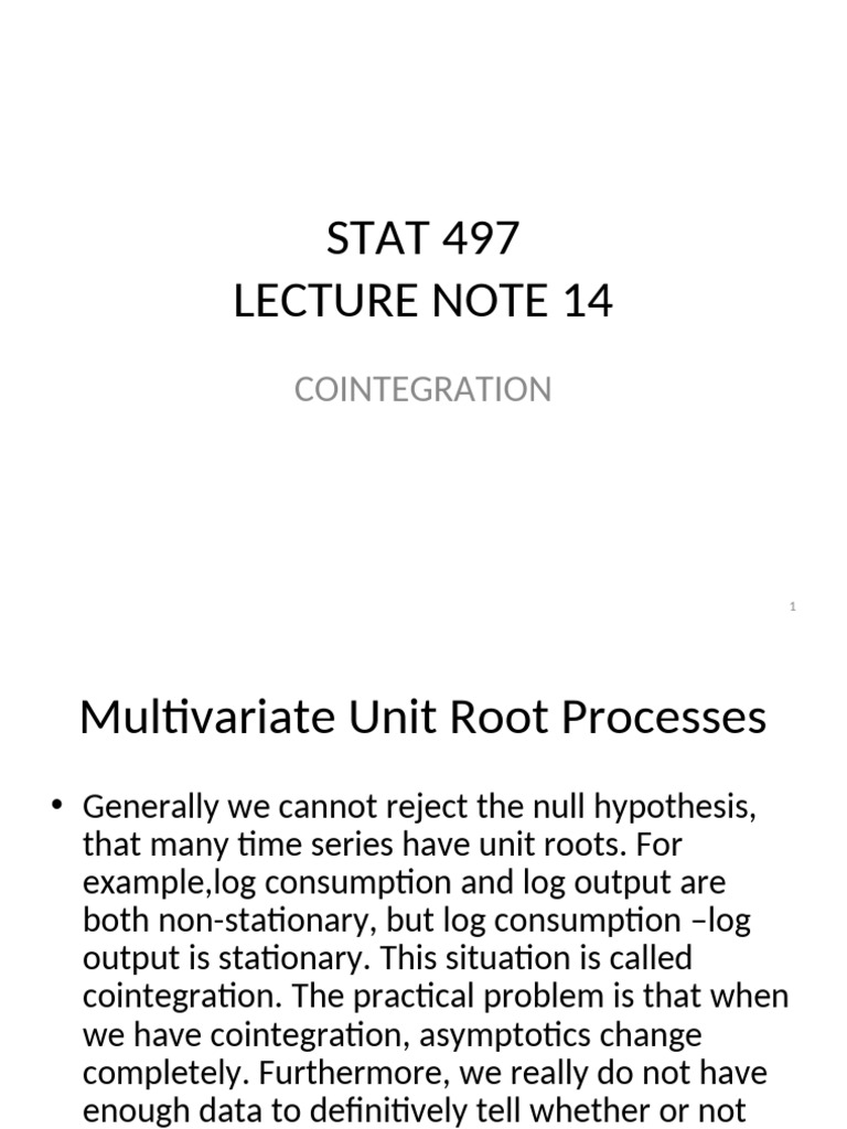 Topic 13 STAT 497 LN13 Cointegration | PDF | Regression Analysis ...