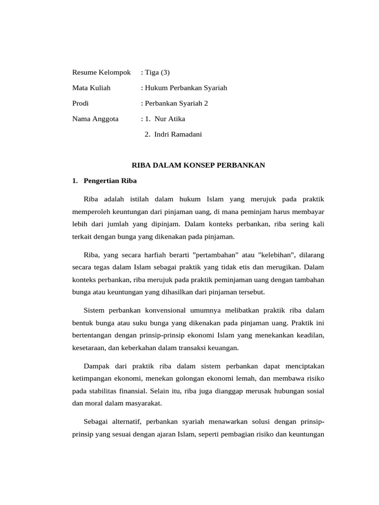 Konsep Riba Dalam Perbankan Syariah | PDF