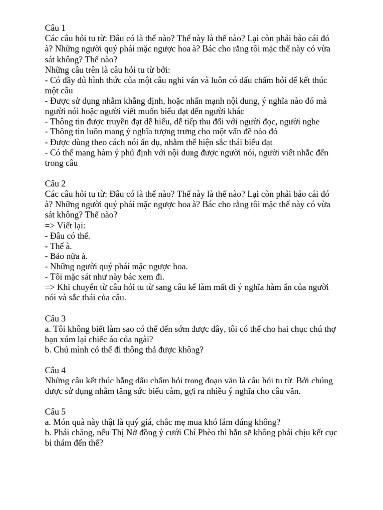 tthv Câu hỏi tu từ | PDF